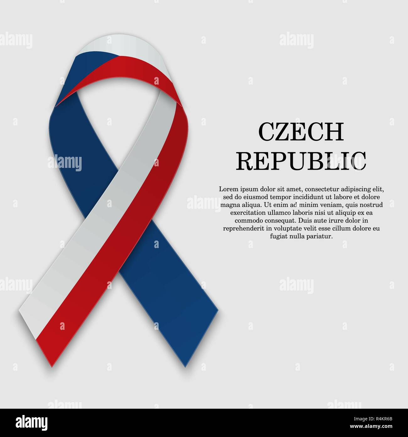 Flag of Czech Republic on stripe ribbon isolated on white background ...