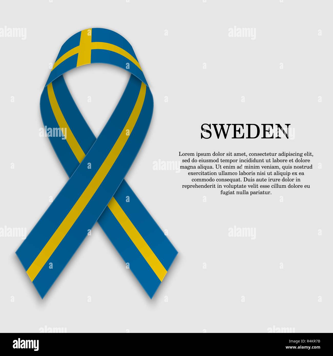 Flag of Sweden on stripe ribbon isolated on white background. Template ...