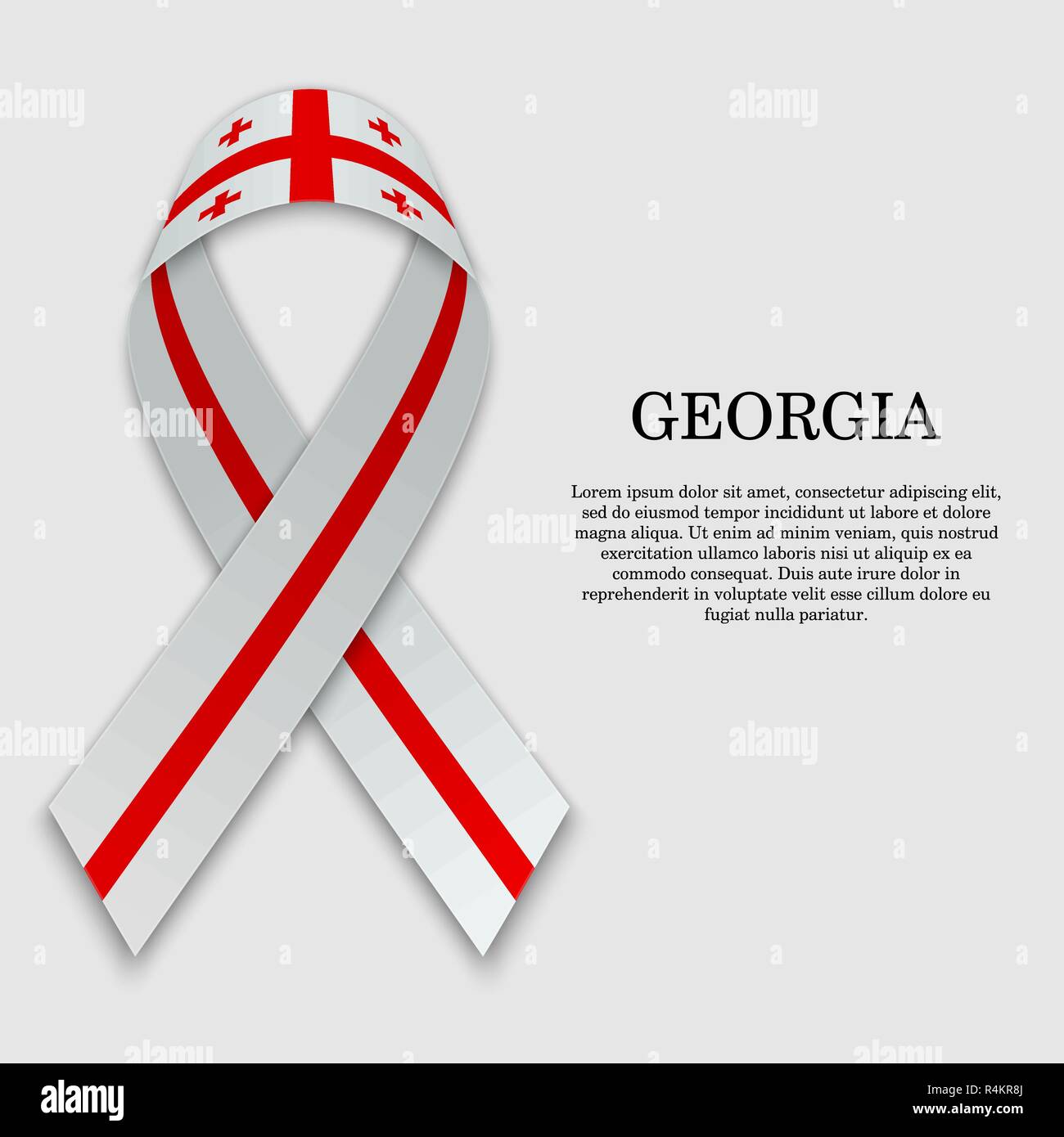 Flag of Georgia on stripe ribbon isolated on white background. Template ...