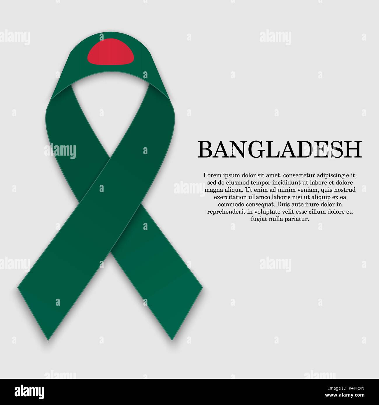 Flag of Bangladesh on stripe ribbon isolated on white background ...