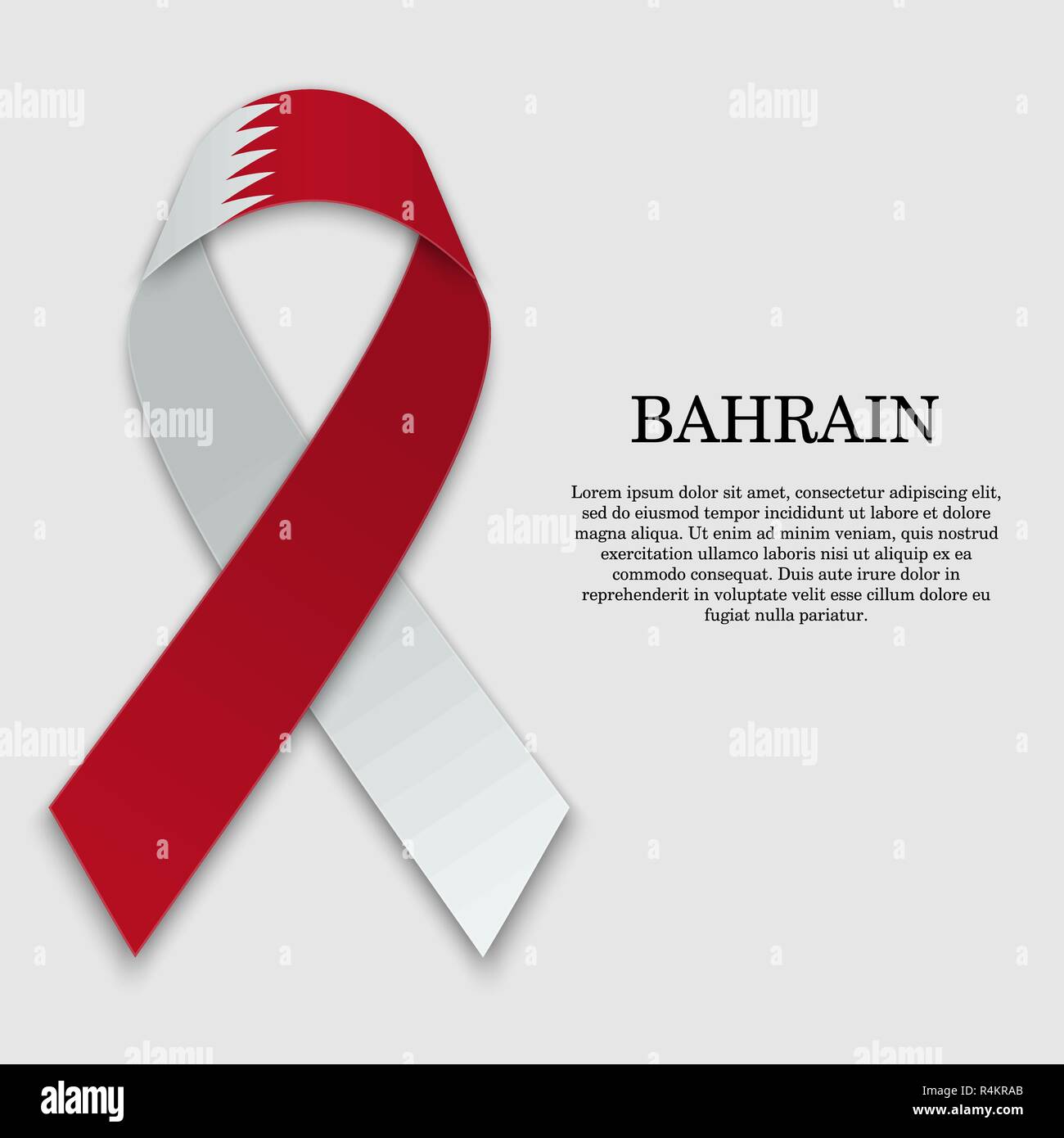 Flag of Bahrain on stripe ribbon isolated on white background. Template ...