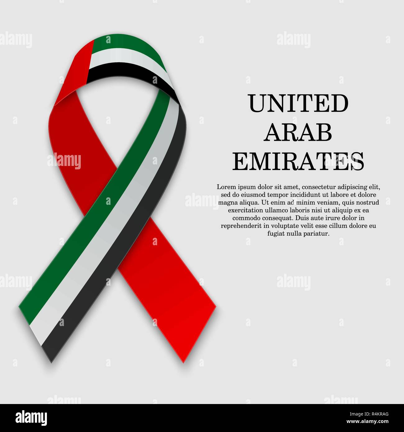 Flag of United Arab Emirates on stripe ribbon isolated on white ...
