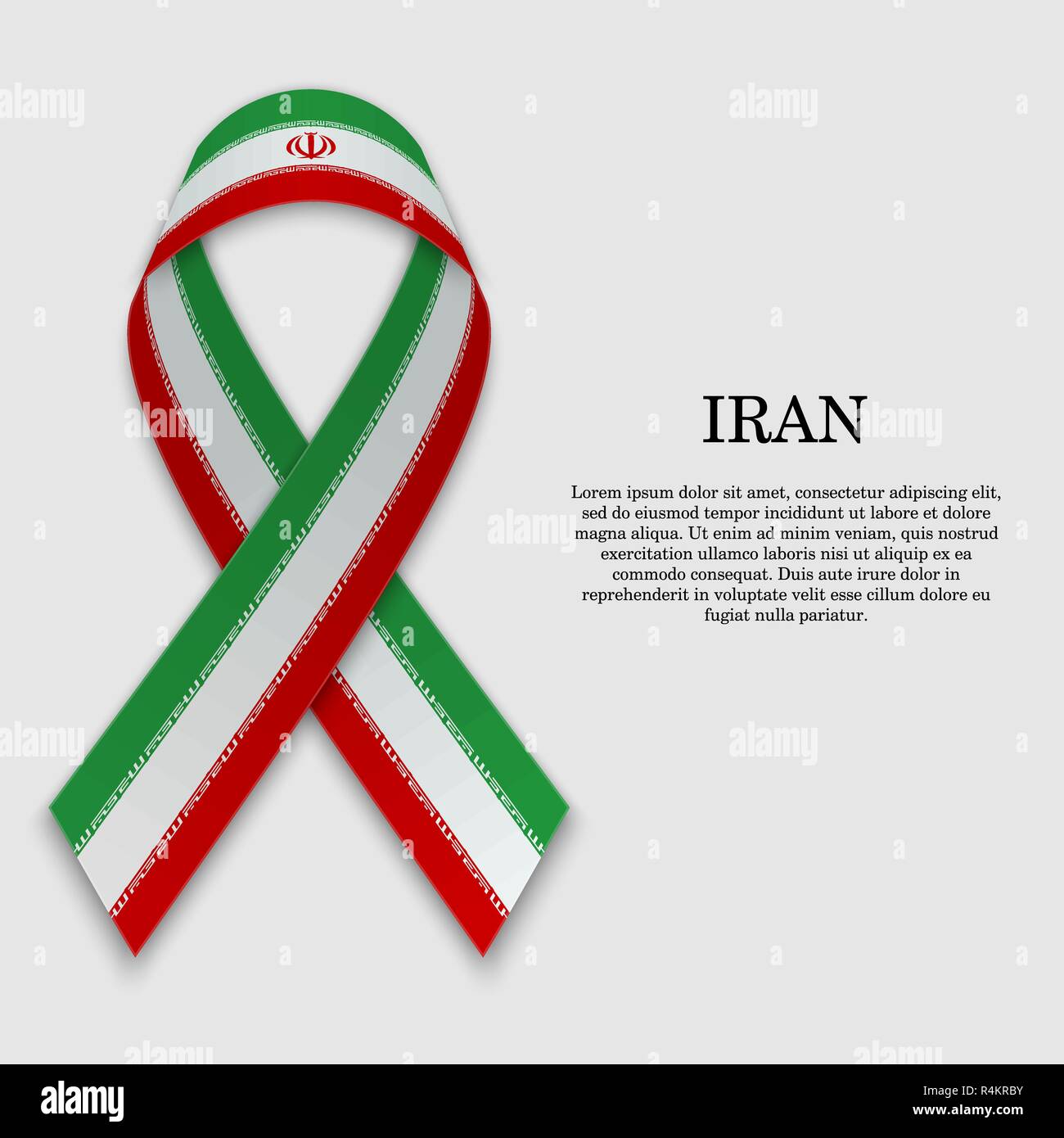 Flag of Iran on stripe ribbon isolated on white background. Template ...