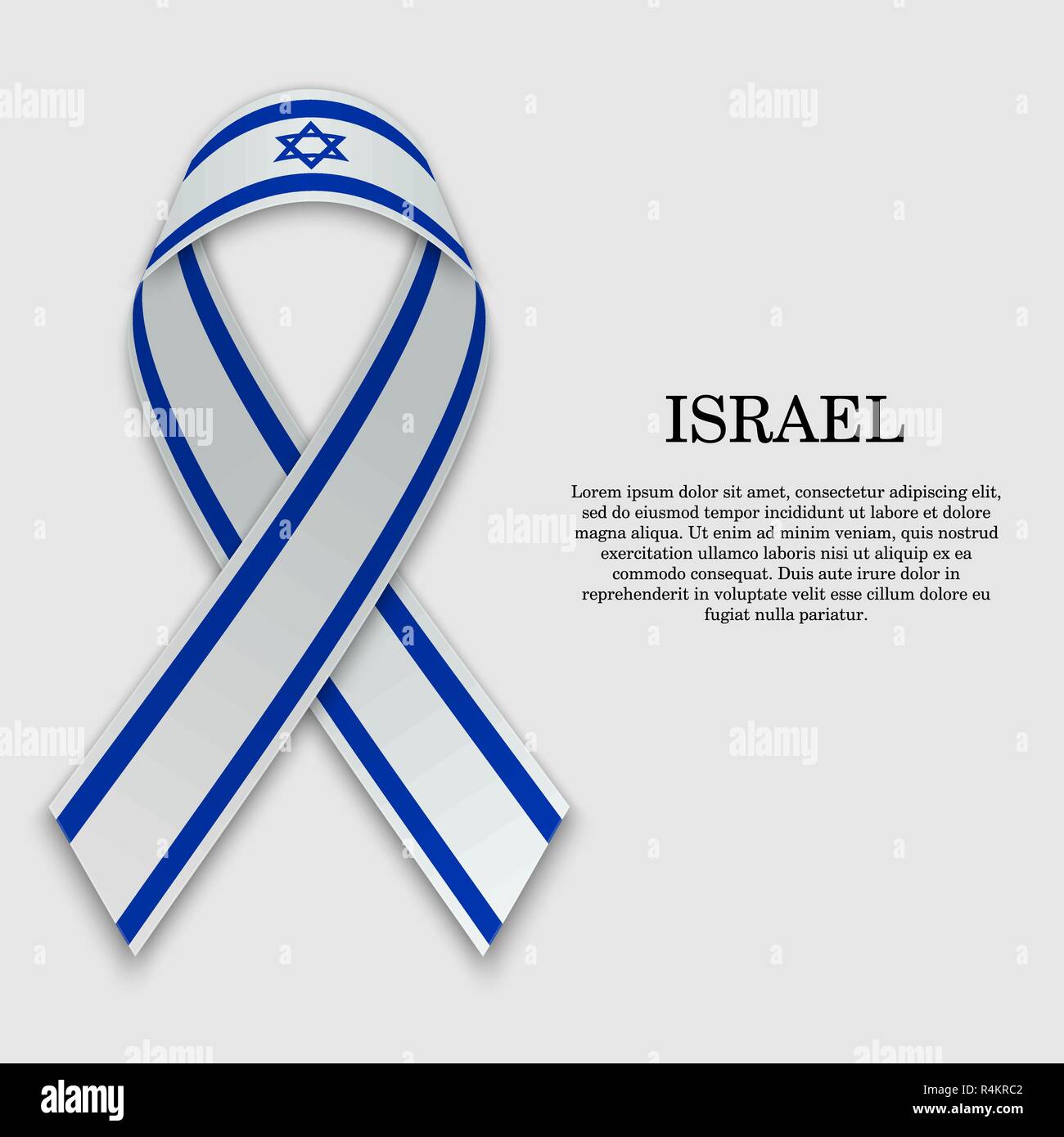 Flag of Israel on stripe ribbon isolated on white background. Template ...