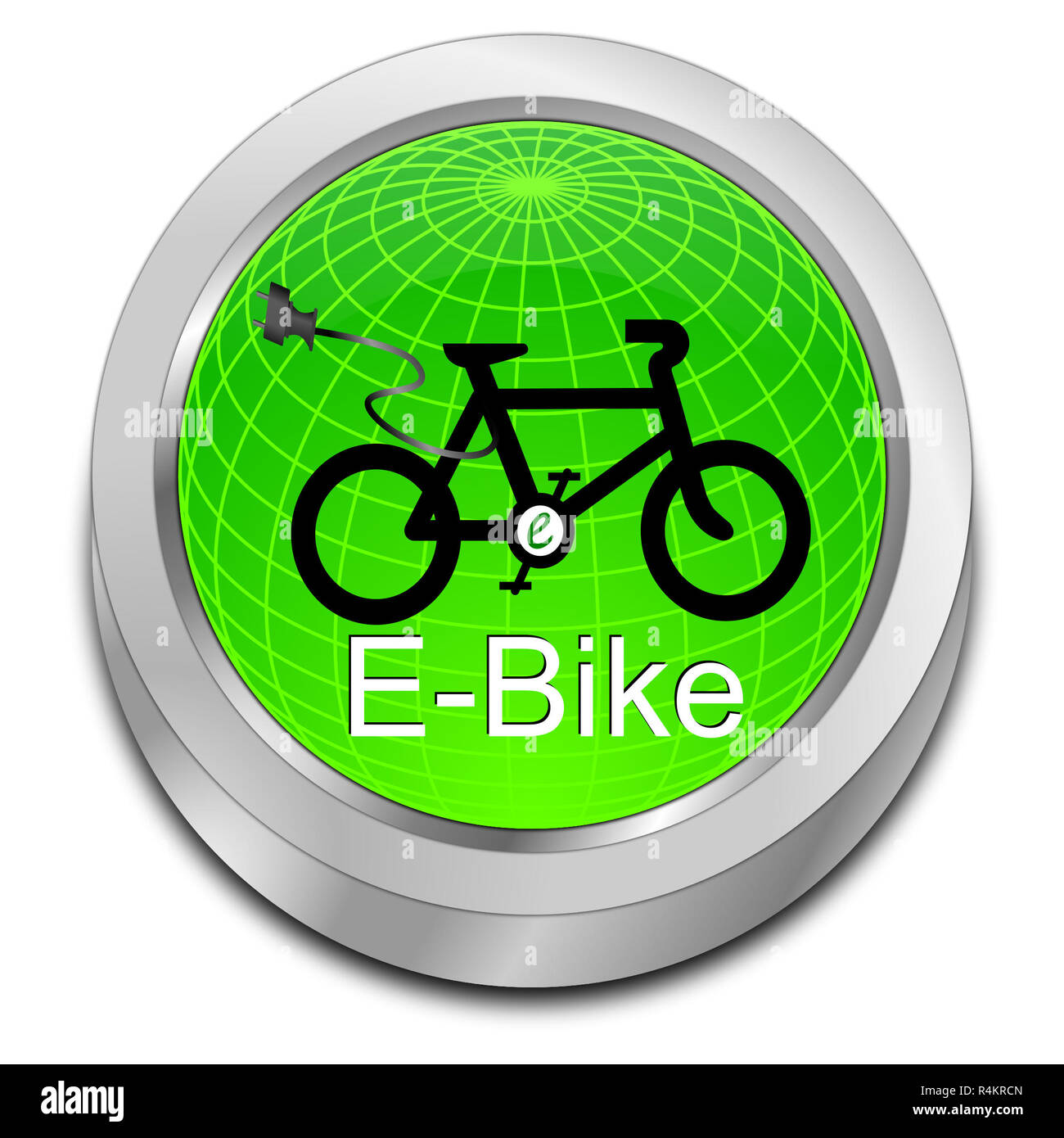 glossy green E-Bike Button - 3D illustration Stock Photo - Alamy
