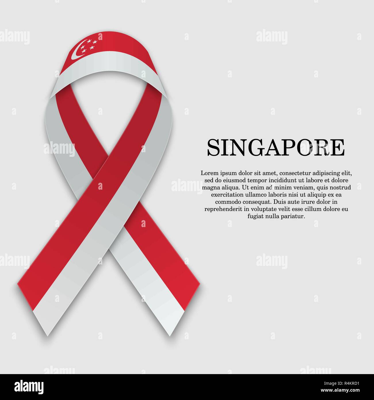 Flag of Singapore on stripe ribbon isolated on white background ...
