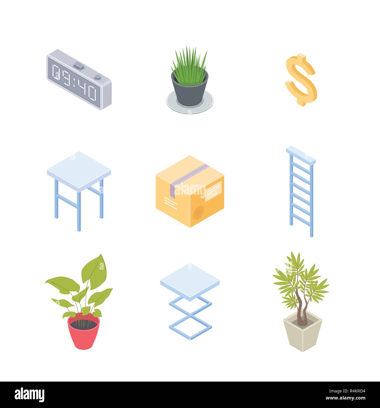 Workplace elements - modern vector colorful isometric objects Stock ...