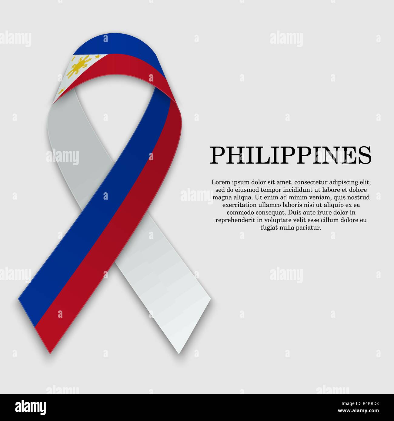Flag of Philippines on stripe ribbon isolated on white background ...