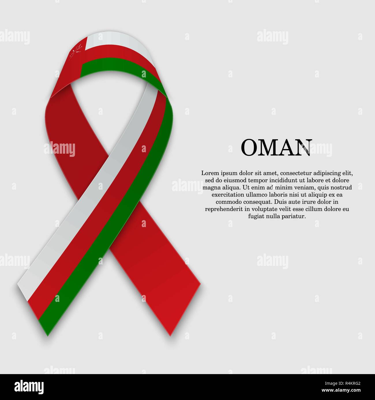 Flag of Oman on stripe ribbon isolated on white background. Template ...