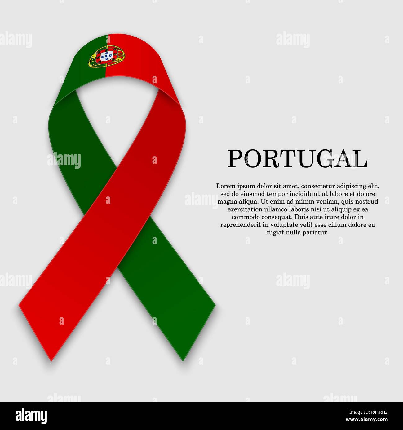 Flag of Portugal on stripe ribbon isolated on white background ...