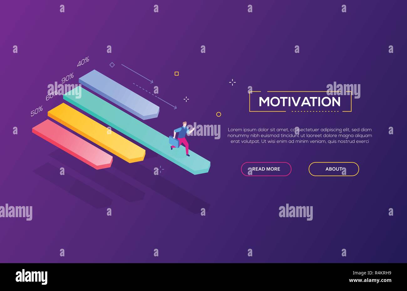 Motivation concept - modern isometric vector web banner Stock Vector ...