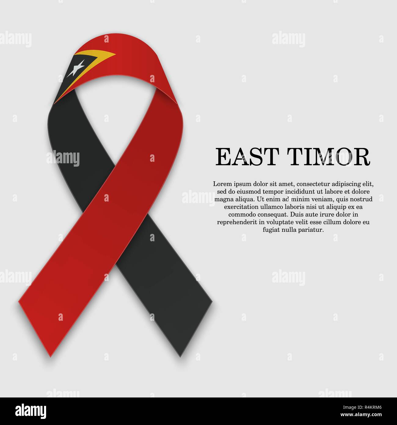 Flag of East Timor on stripe ribbon isolated on white background ...