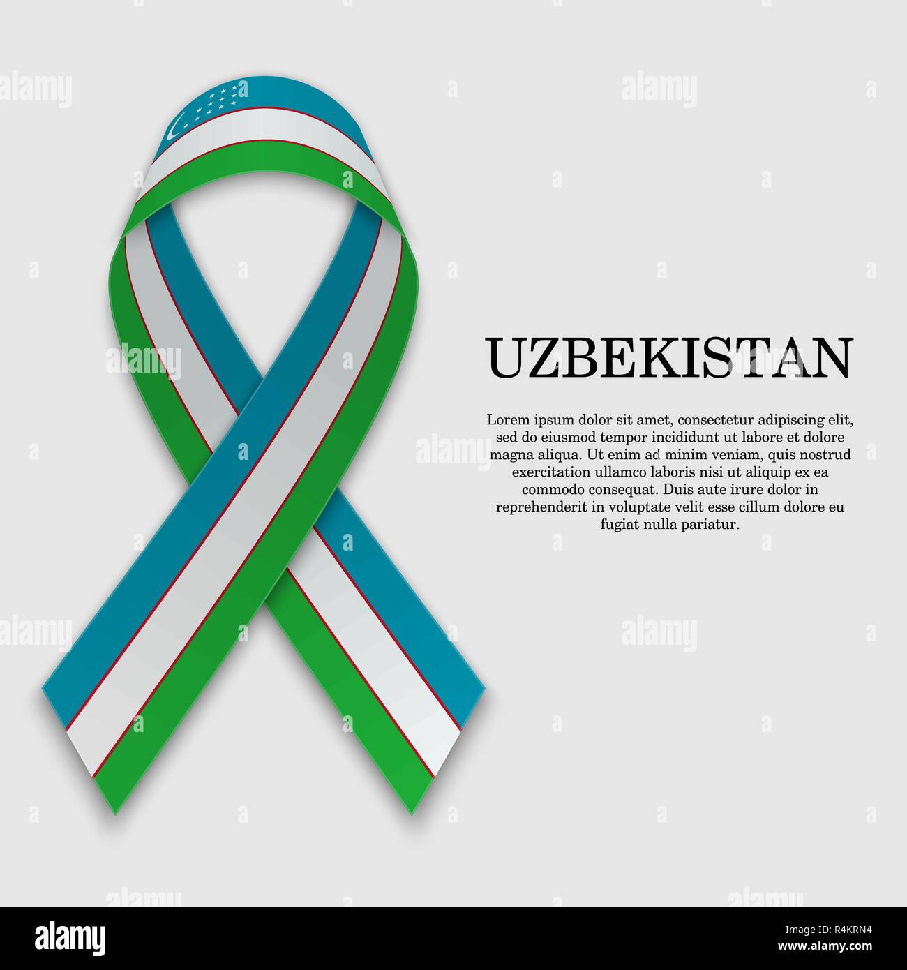 Flag of Uzbekistan on stripe ribbon isolated on white background ...