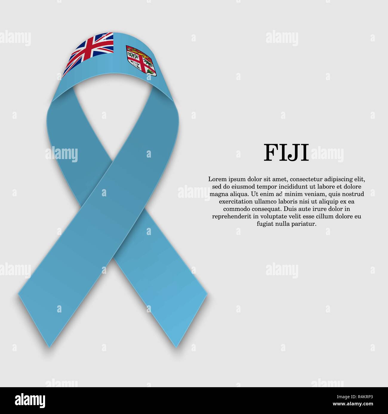 Flag of Fiji on stripe ribbon isolated on white background. Template for independence day Stock ...