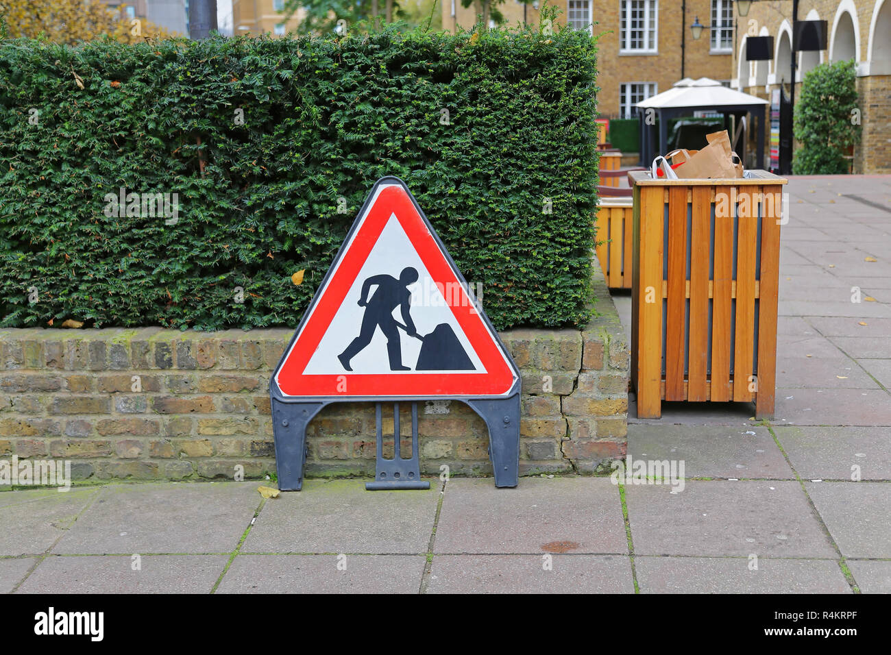 Road Works Sign Stock Photo - Alamy