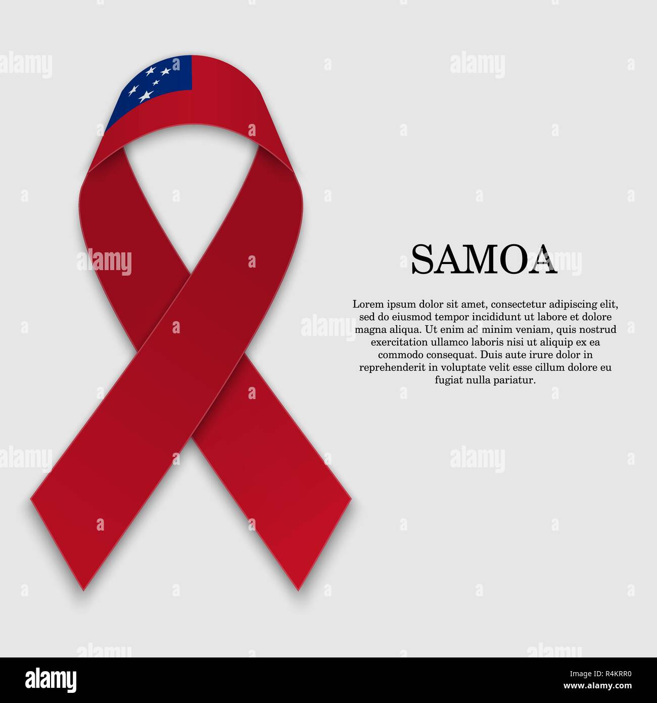 Flag of Samoa on stripe ribbon isolated on white background. Template ...