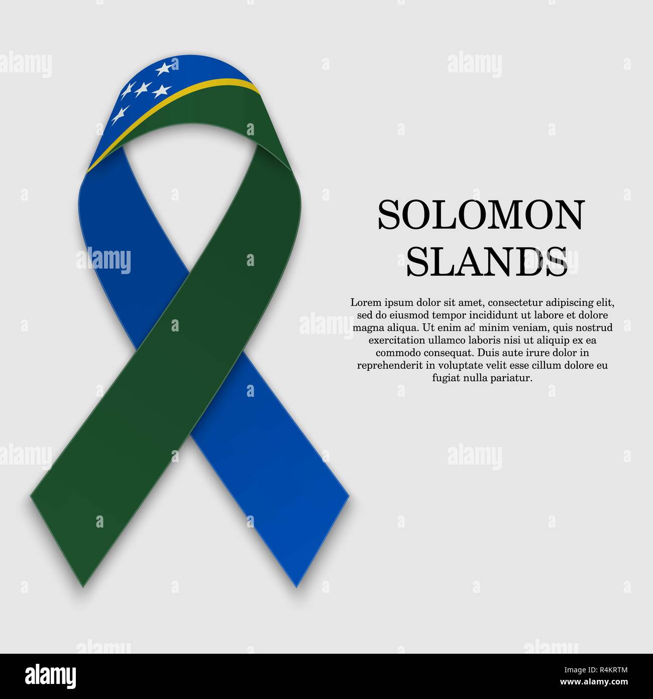Flag of Solomon Islands on stripe ribbon isolated on white background. Template for independence ...