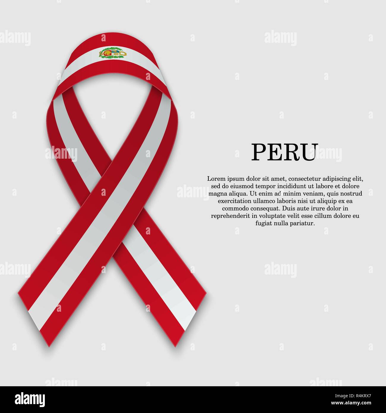Flag of Peru on stripe ribbon isolated on white background. Template ...