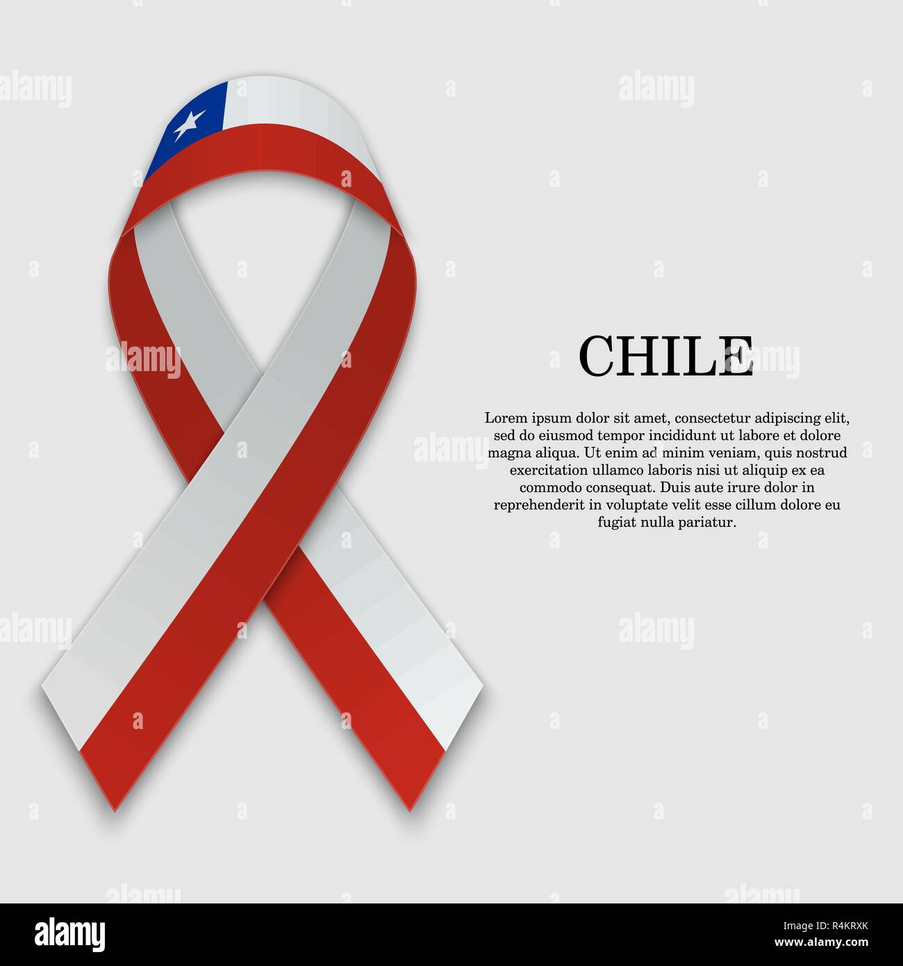 Flag of Chile on stripe ribbon isolated on white background. Template ...