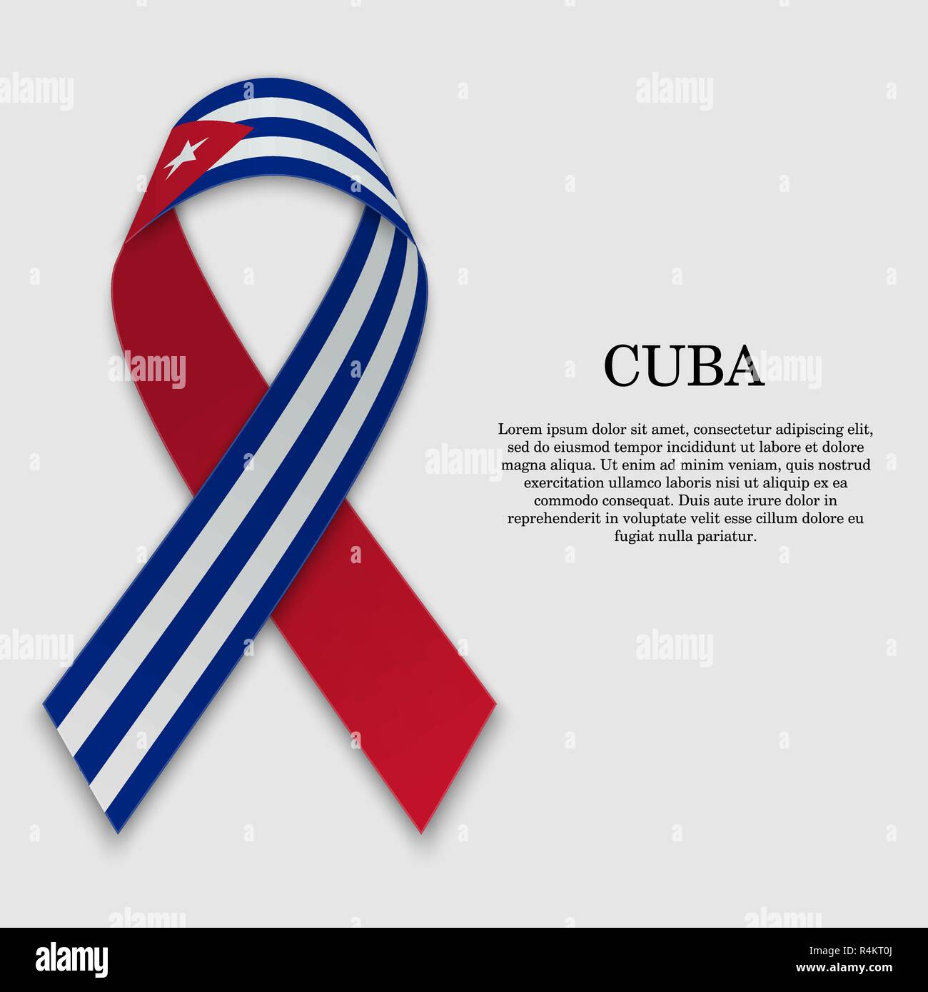 Flag of Cuba on stripe ribbon isolated on white background. Template ...