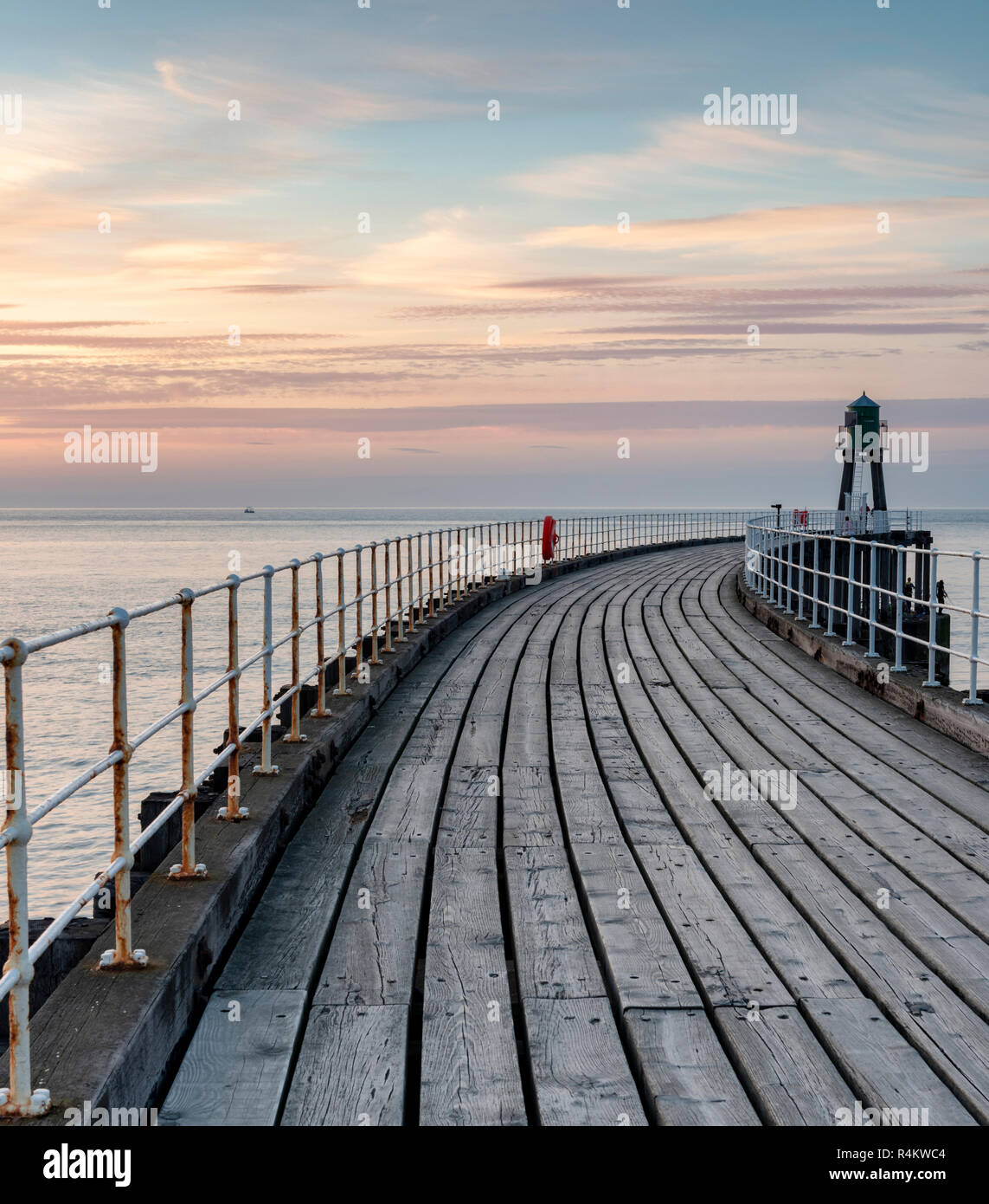 Whitby pier at Sunset Stock Photo - Alamy