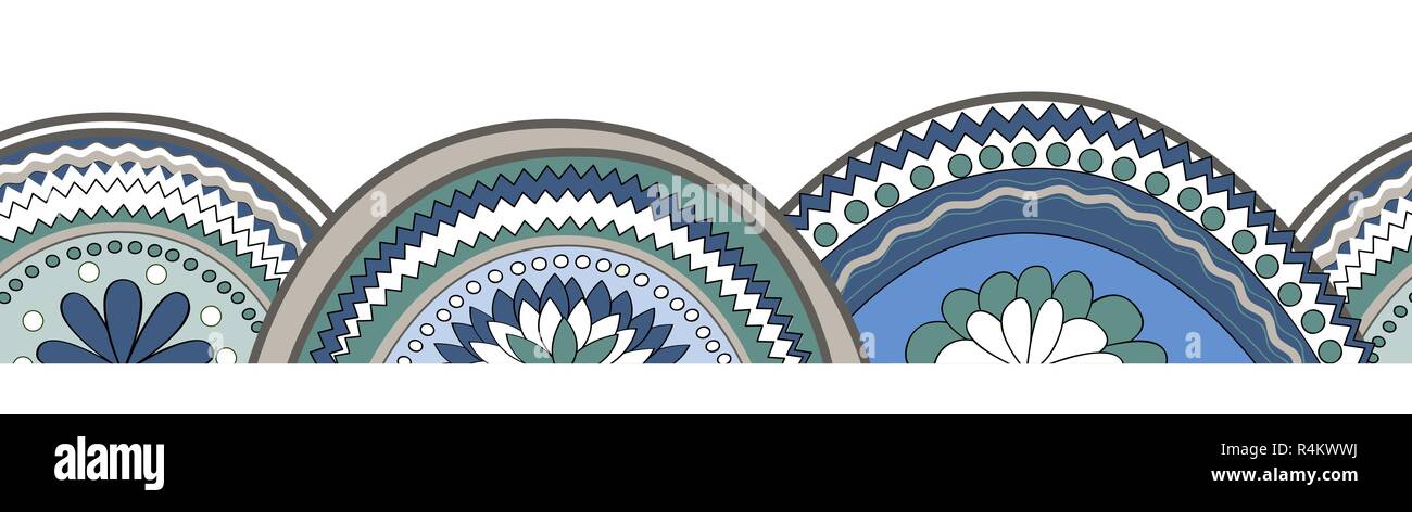 Doodle circle texture horizontal seamless pattern background Stock ...