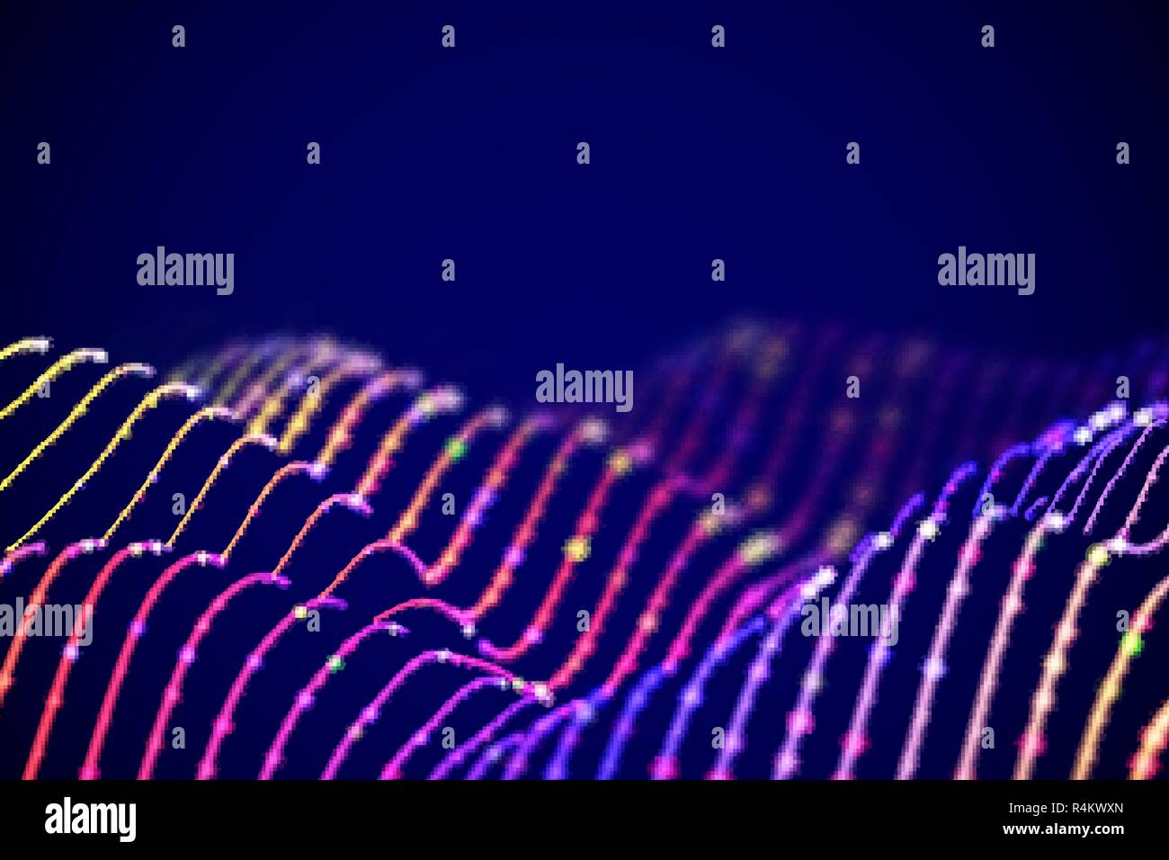 3D Sound waves with colored dots. Big data abstract visualization Stock ...