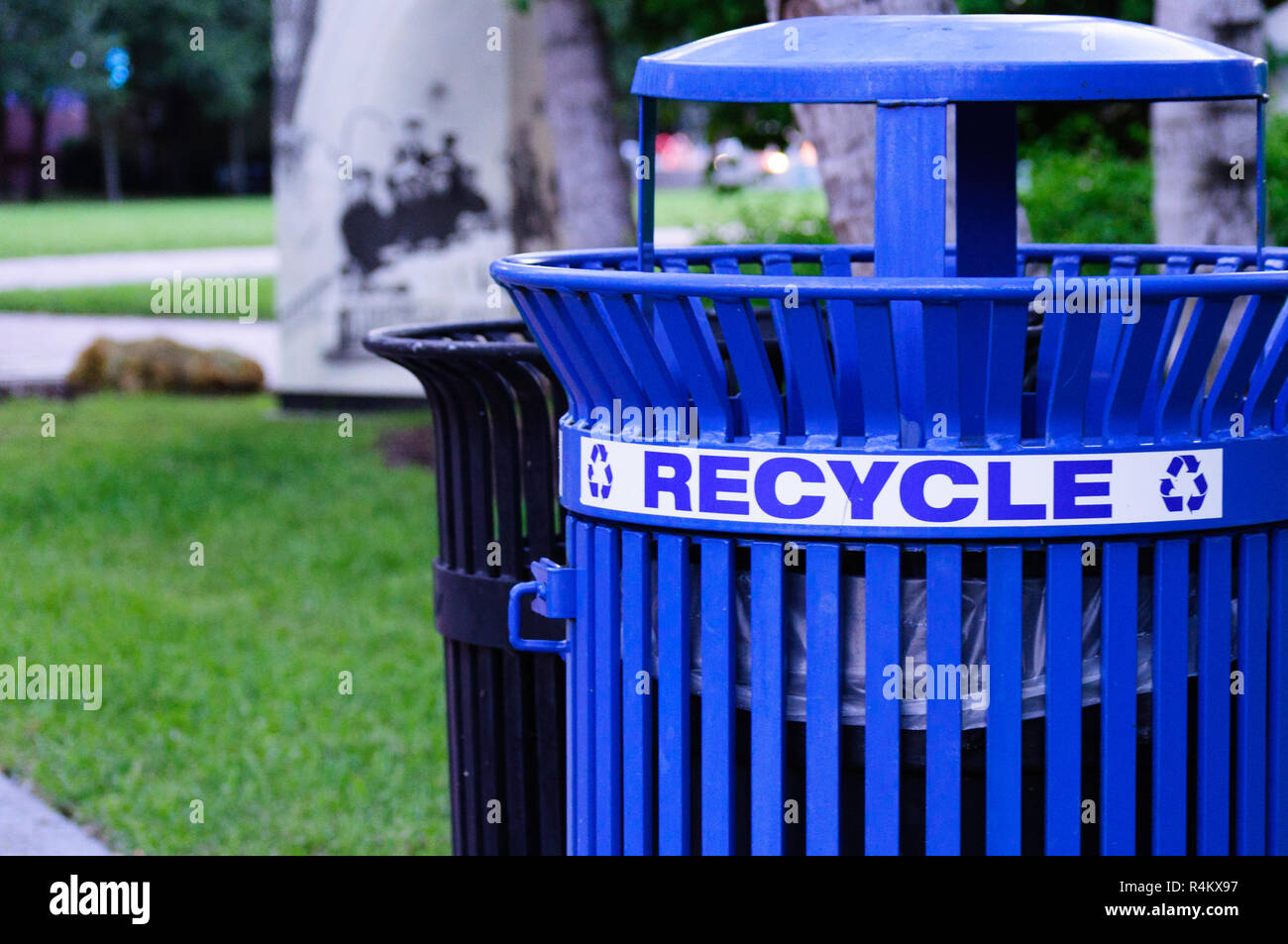 Blue Metal Recycle Bin