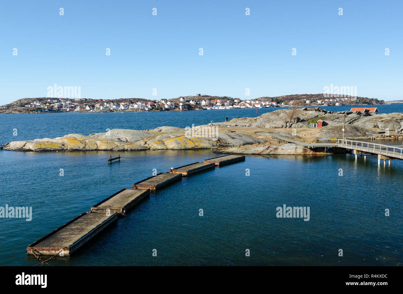 one harbour on a little island Stock Photo - Alamy