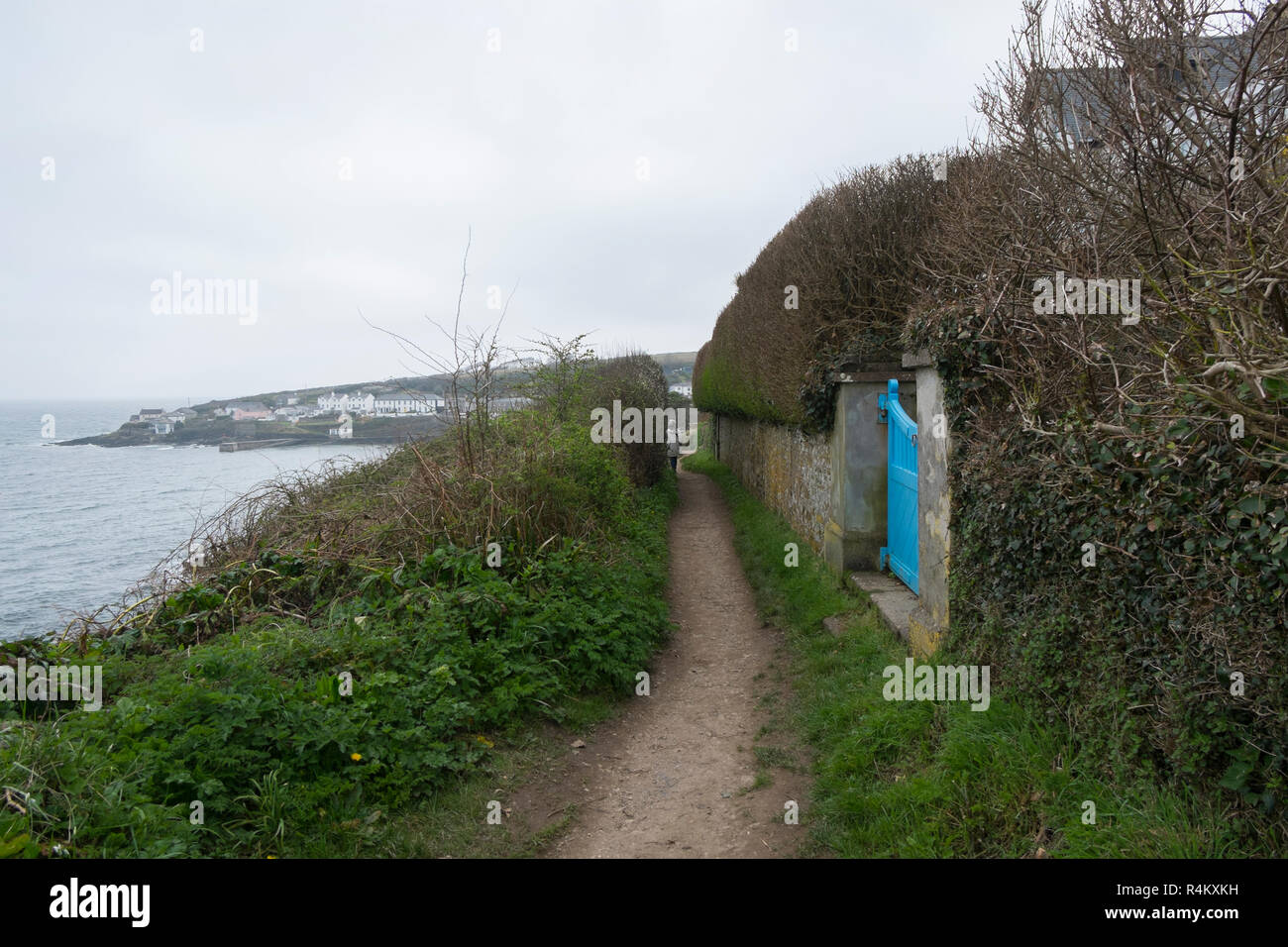 Coastal path leading into Portscatho on the south coast of Cornwall ...