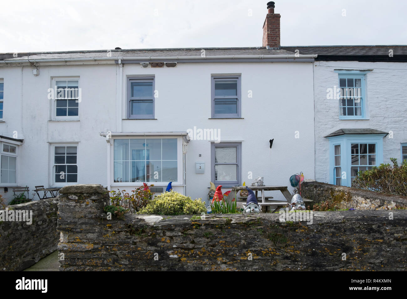 Traditional stone built houses in Portscatho on the south coast of ...