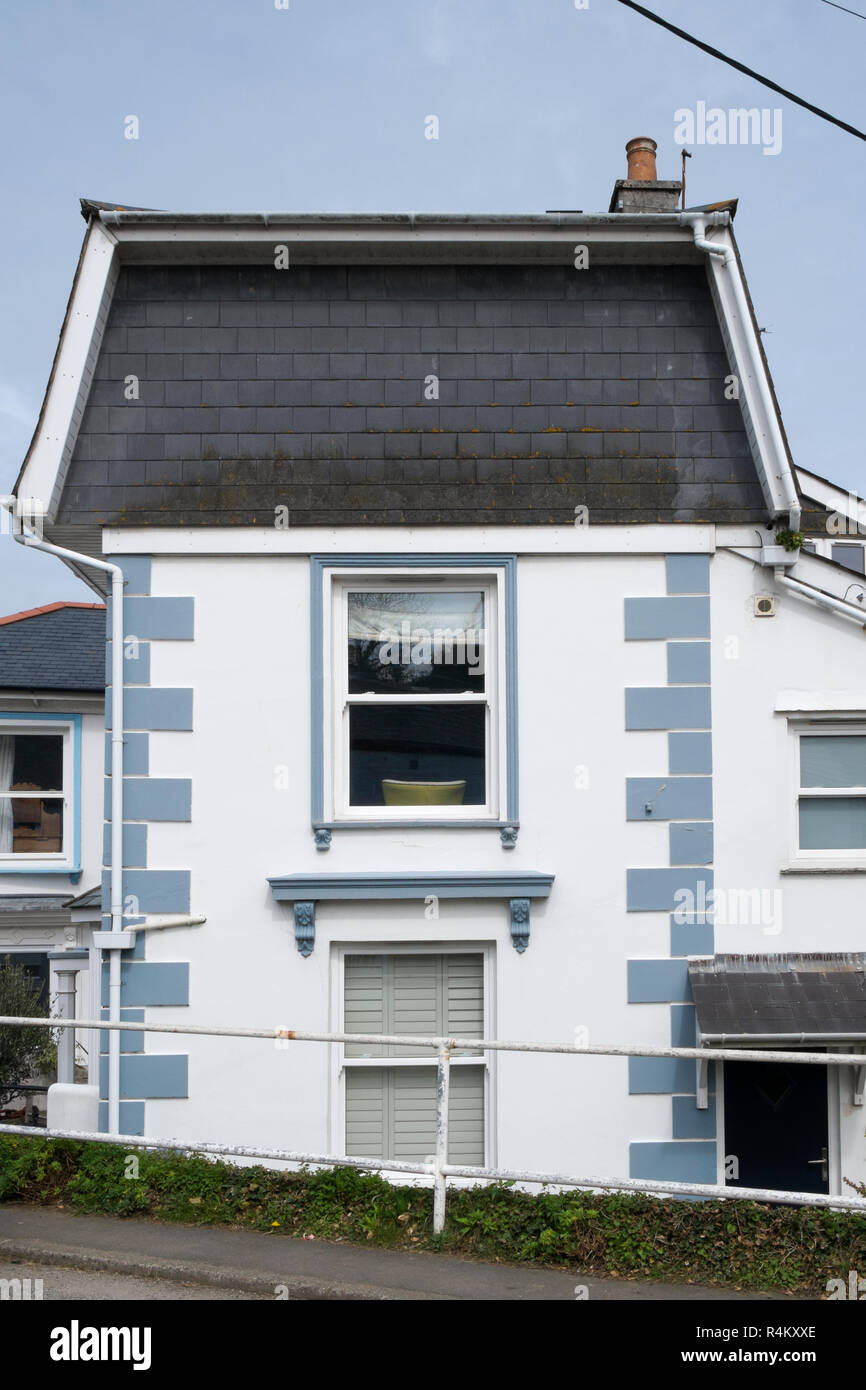 Traditional stone built houses in Portscatho on the south coast of ...
