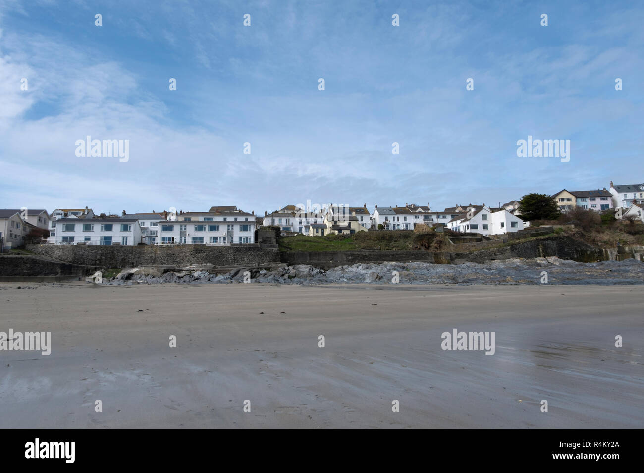 The beach at Portscatho on the south coast of Cornwall, England, UK ...