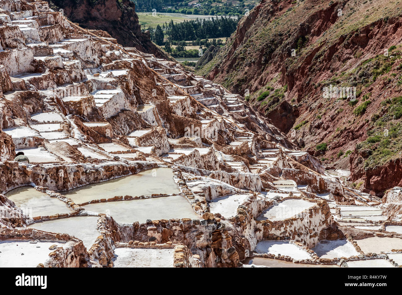 Salt mines terraces and basins, Salineras de Maras. Peru Stock Photo ...