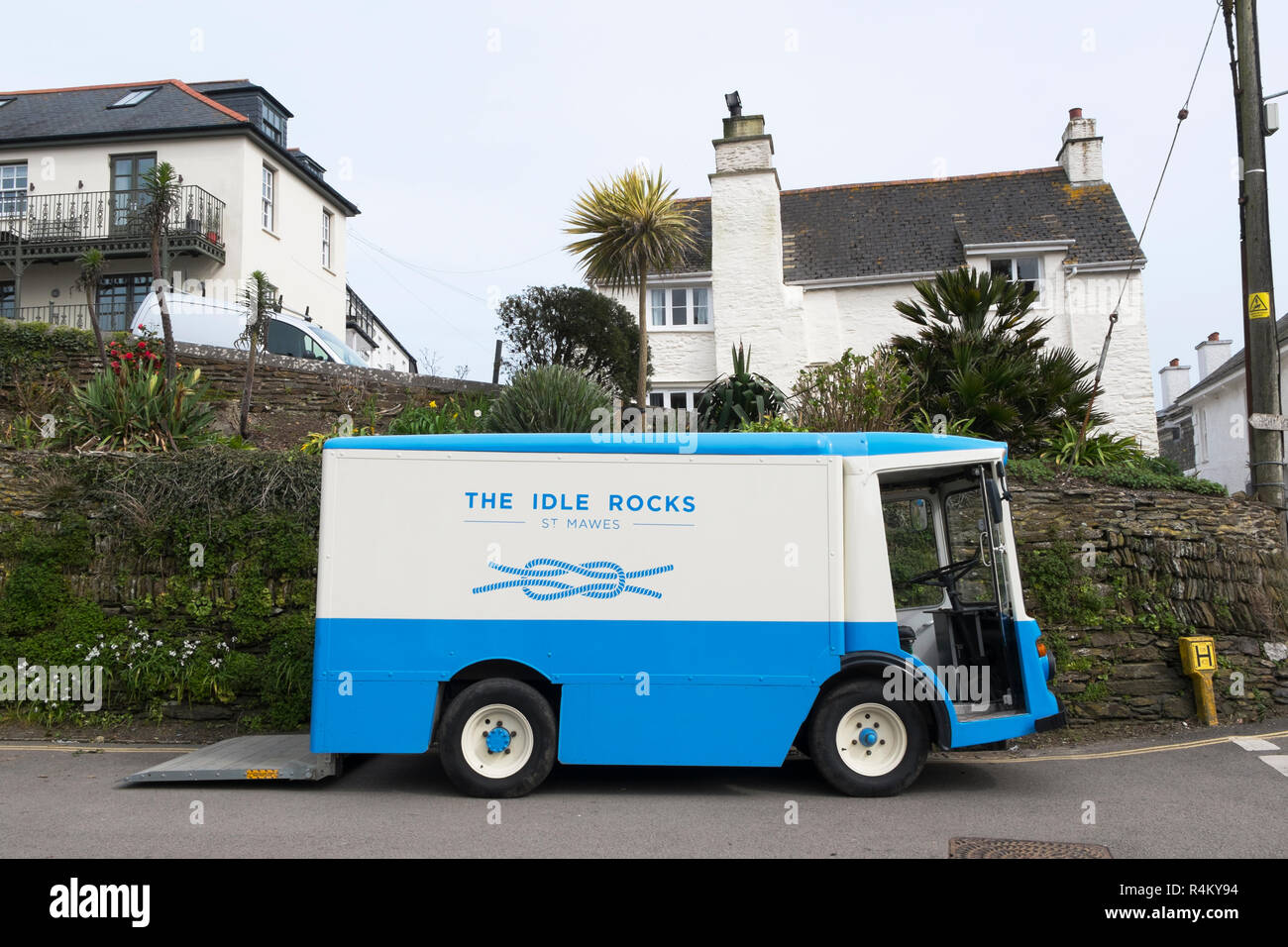 A little delivery van belonging to the hotel The Idle Rocks at St Mawes ...