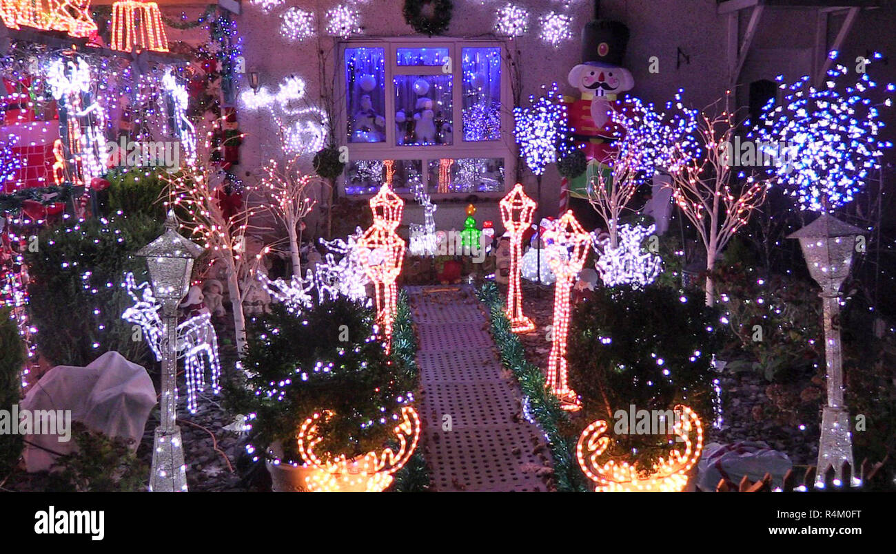Christmas lights and decorations outside a house belonging to Michelle ...