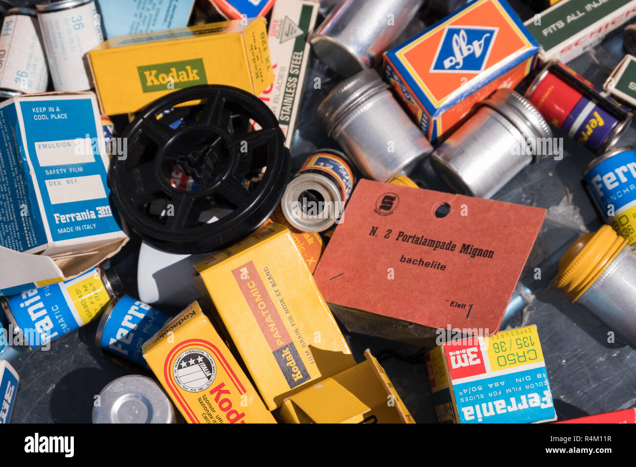 Wallpaper background of old video and photography camera film rolls for ...