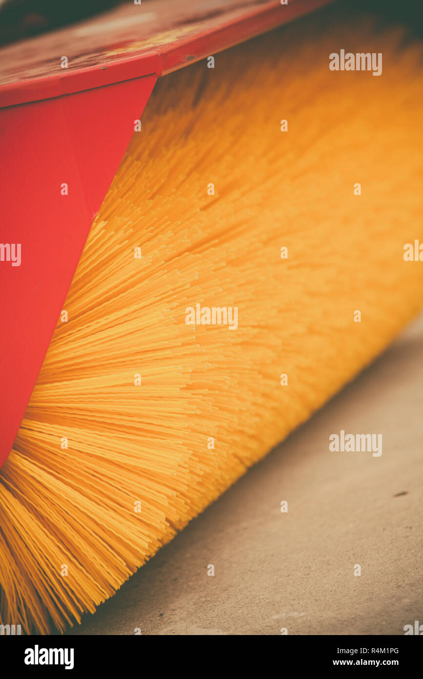 Road brush sweeping machine Stock Photo - Alamy