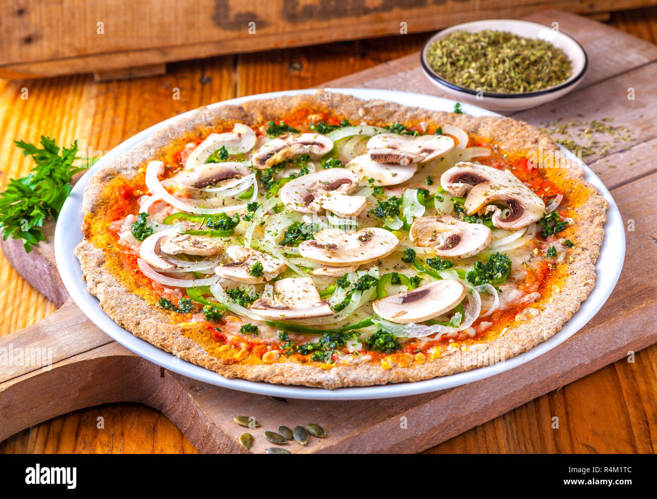 A healthy whole wheat pizza with a crust crust that comes out soft and ...