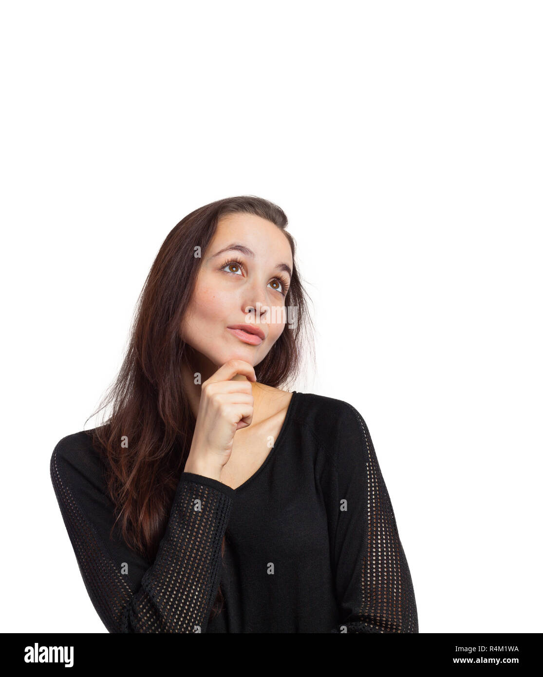 Pretty woman looking up Stock Photo - Alamy