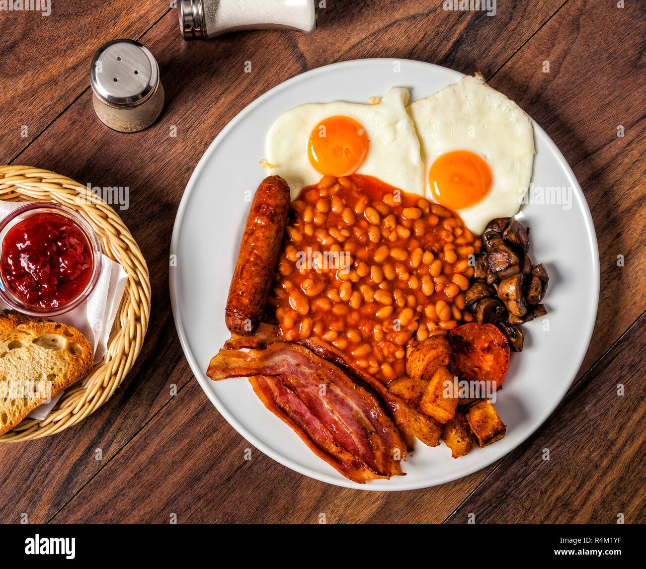 A full English breakfast is a breakfast meal that typically includes ...