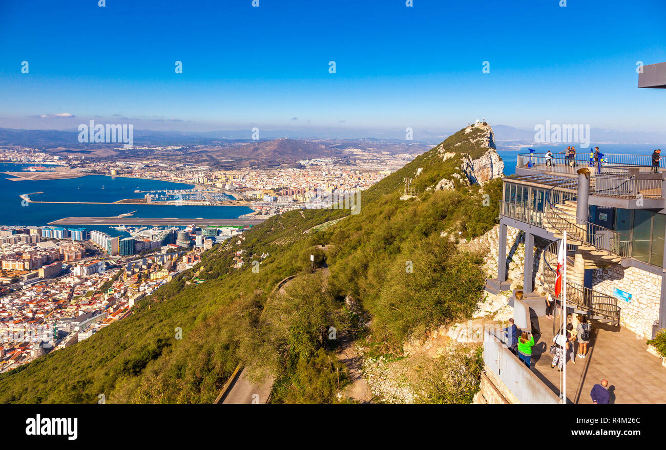 GIBRALTAR, BRITISH OVERSEAS TERRITORY - NOVEMBER 16, 2017: View over ...