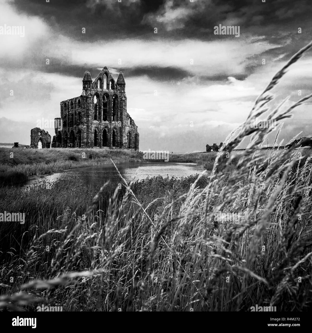 Whitby Abbey Black and White Stock Photos & Images - Alamy