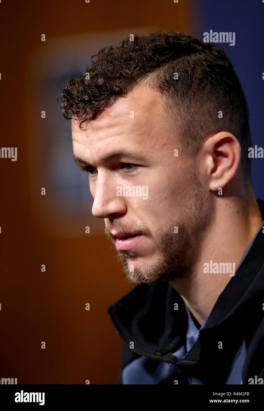 Inter Milan's Ivan Perisic during a press conference at Wembley Stadium ...