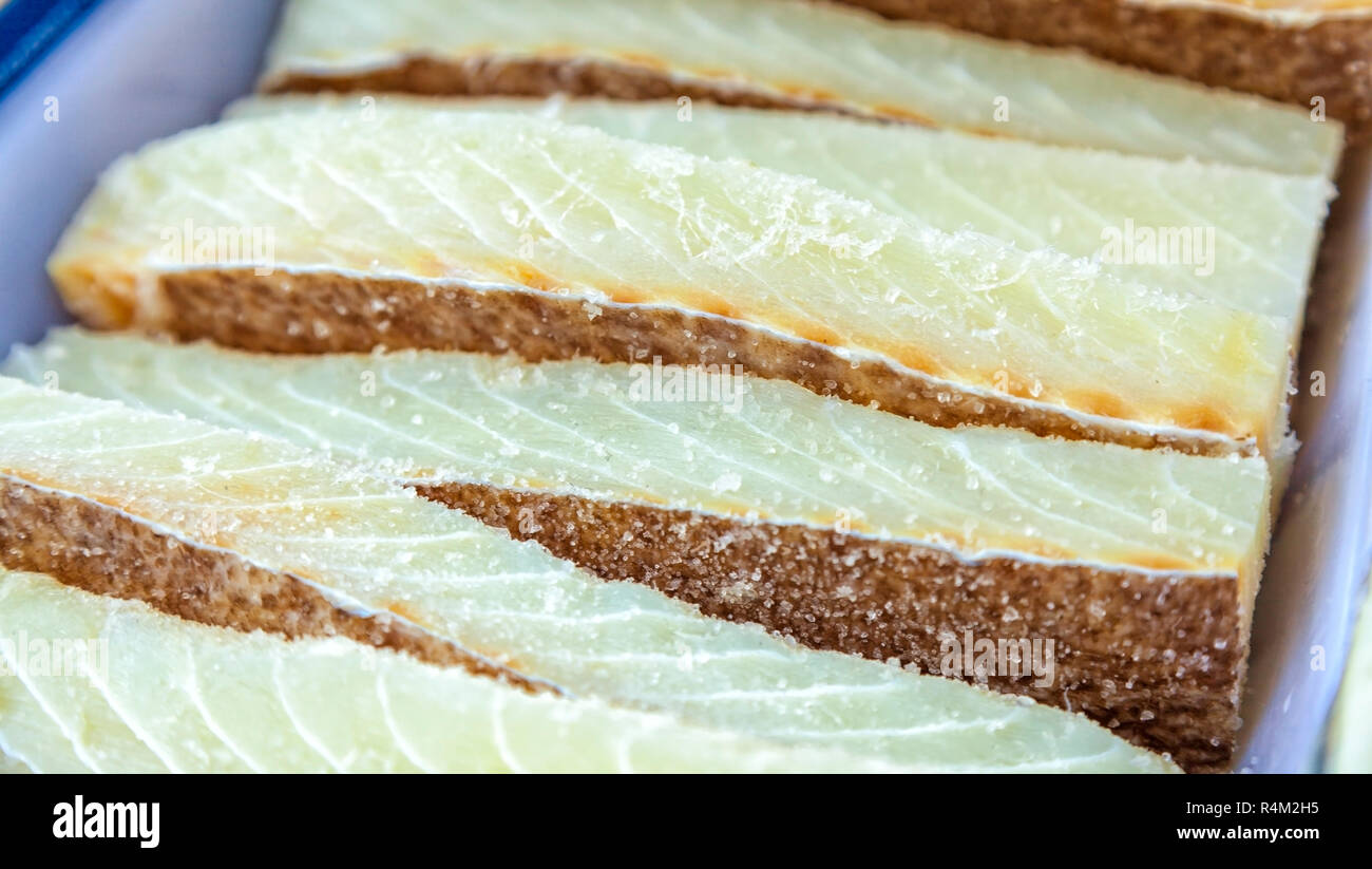 Dried salted cod at a market stall Stock Photo - Alamy