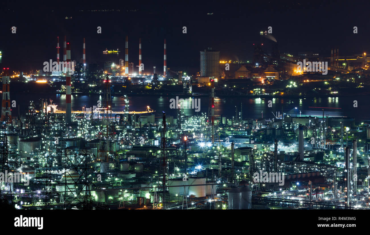 Industrial area in Japan at night Stock Photo - Alamy