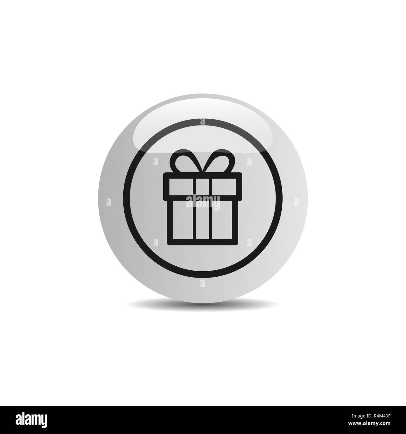Gift line icon in a button on a white background. Vector illustration ...