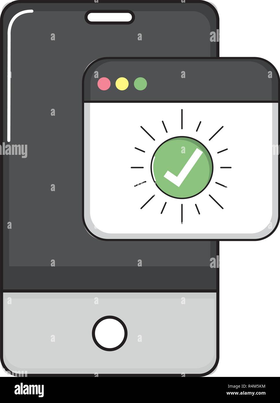 technology smartphone with check mark cartoon vector illustration ...