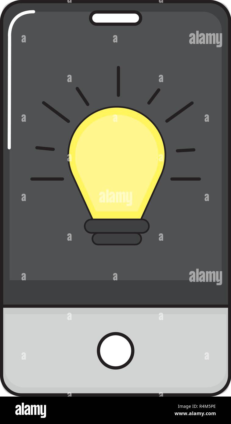 technology smartphone light bulb idea cartoon vector illustration ...