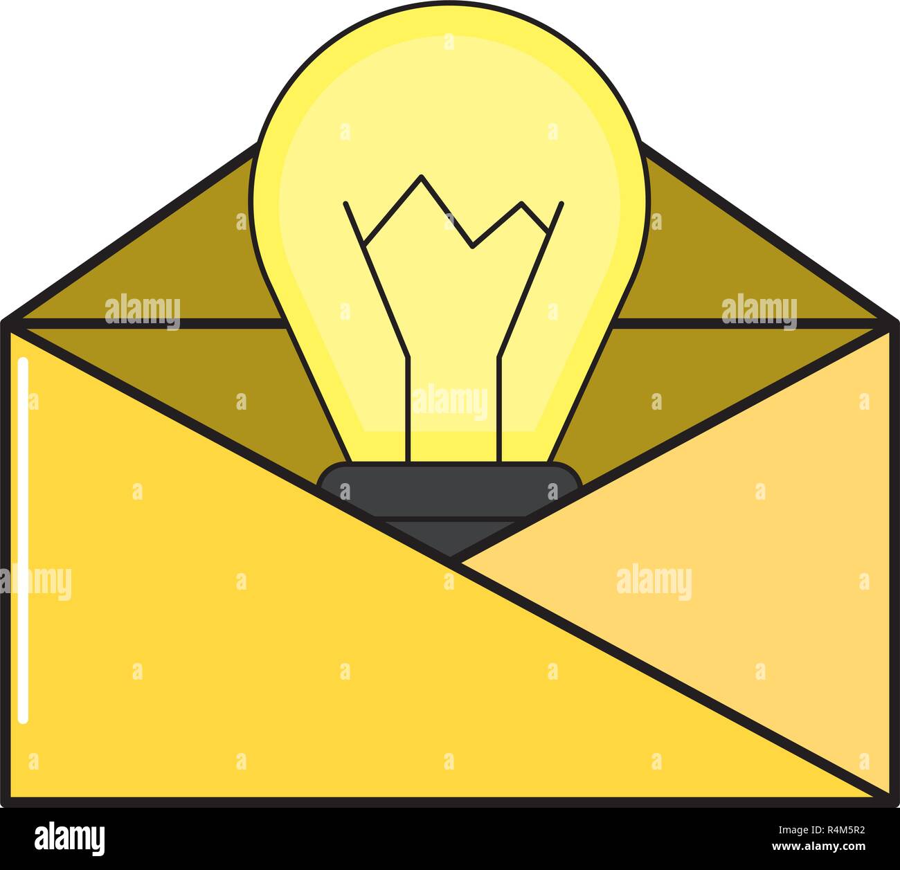 web email with light bulb idea cartoon vector illustration graphic ...